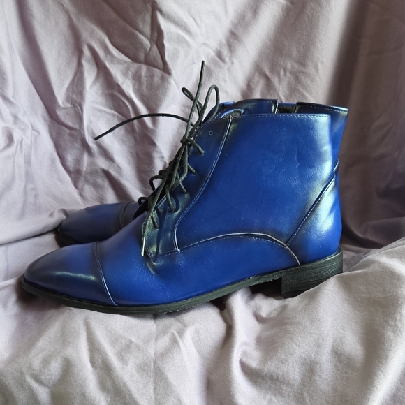 Shoes | Blue Dress Boots With Glossy Finish | Poshmark